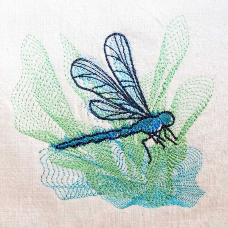 Stickdatei Libelle Set - Rippled Stitch - Textilkunst von Elfenidee