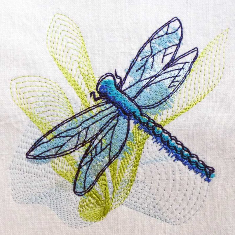 Stickdatei Libelle Set - Rippled Stitch - Textilkunst von Elfenidee