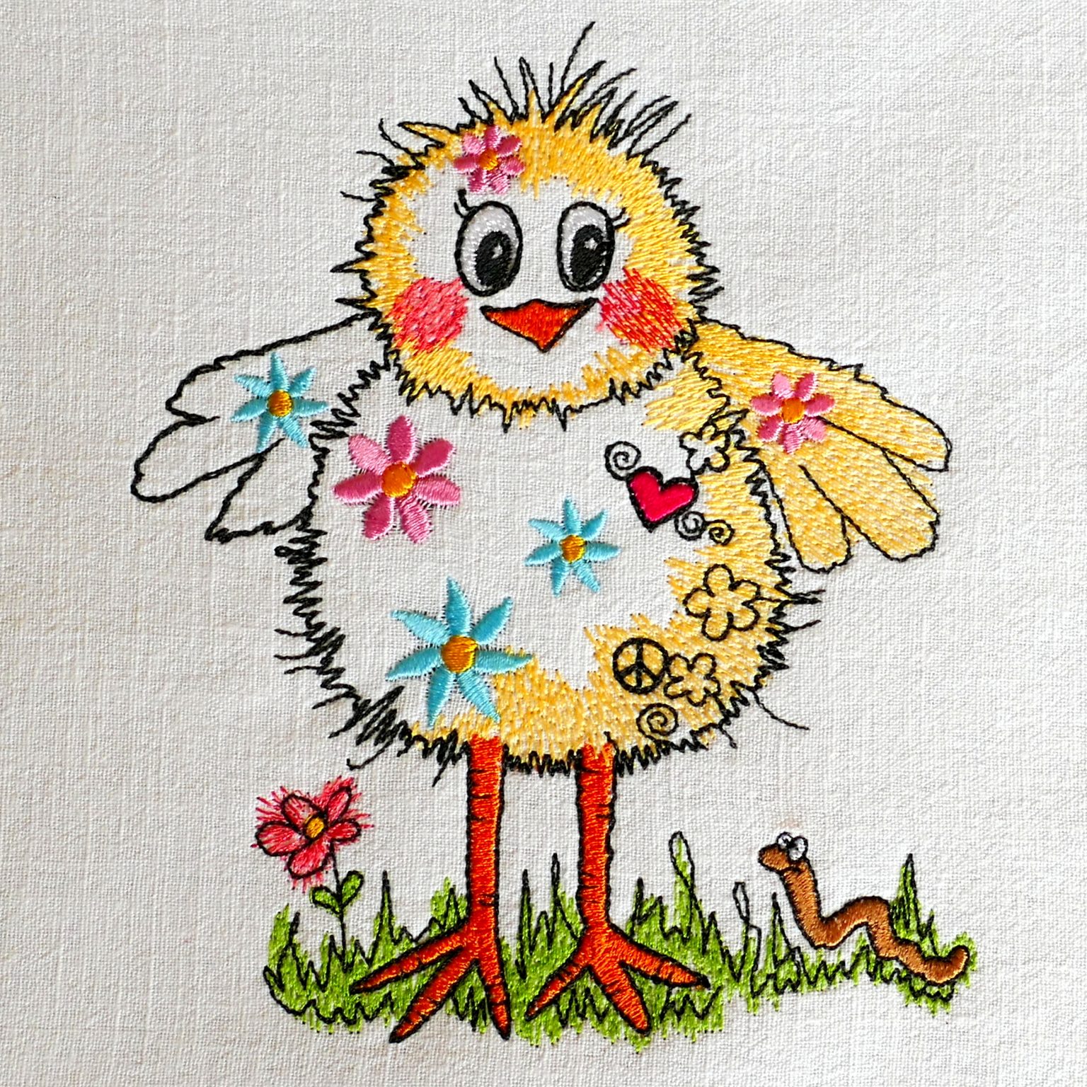 Stickdatei - Hippie-Küken - Textilkunst von Elfenidee