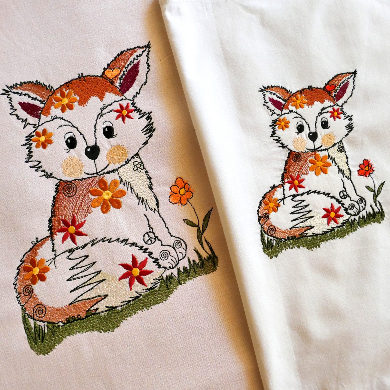 Stickdatei Hippie-Fuchs - Textilkunst von Elfenidee